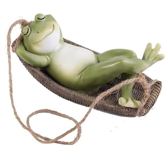 Accents | Funny Hanging Hammock Swing Frog Statue Fairy Tree Sleeping ...